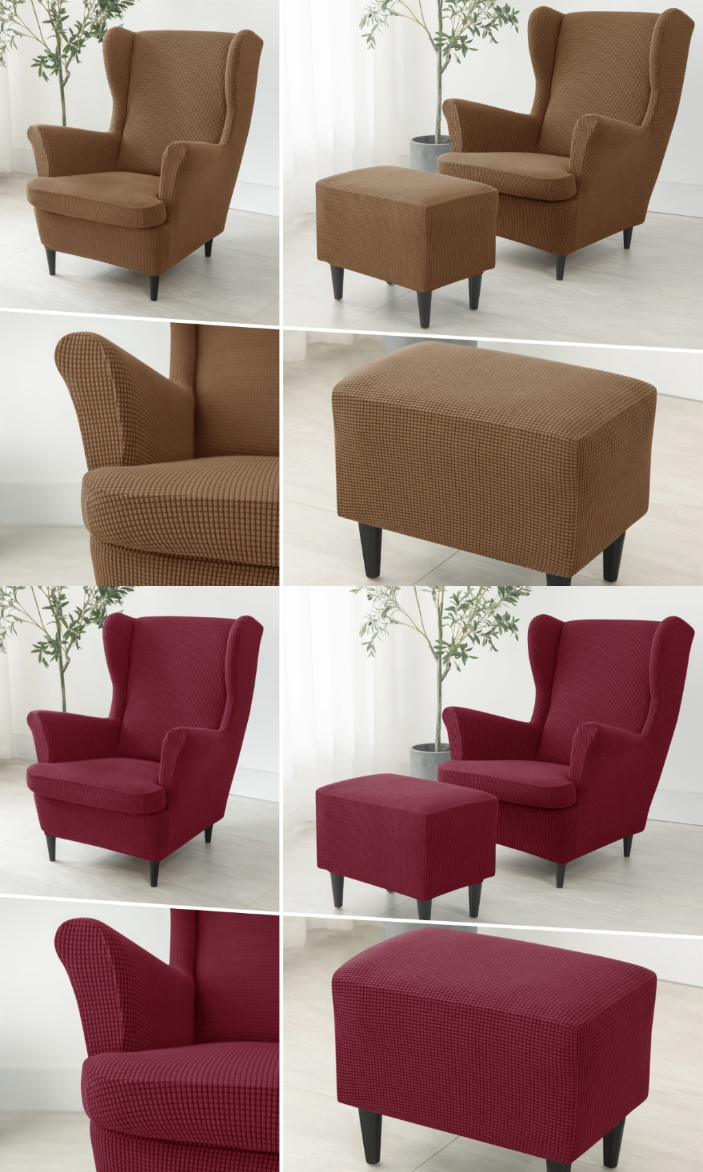 IKEA STRANDMON Solid Color Wing Chair Cover Stretch Spandex Armchair ...