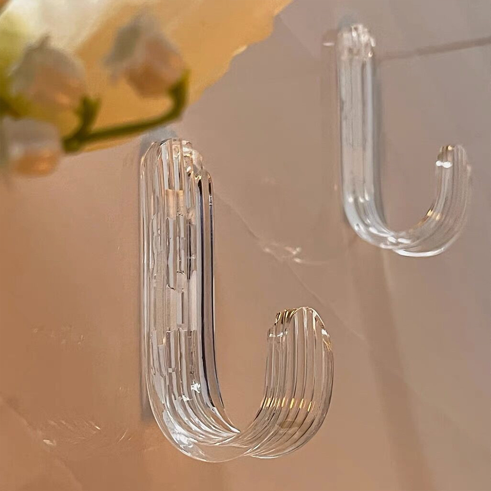 12 PCS Acrylic Wall Hooks Clear Self-adhesive Hooks Transparent ...
