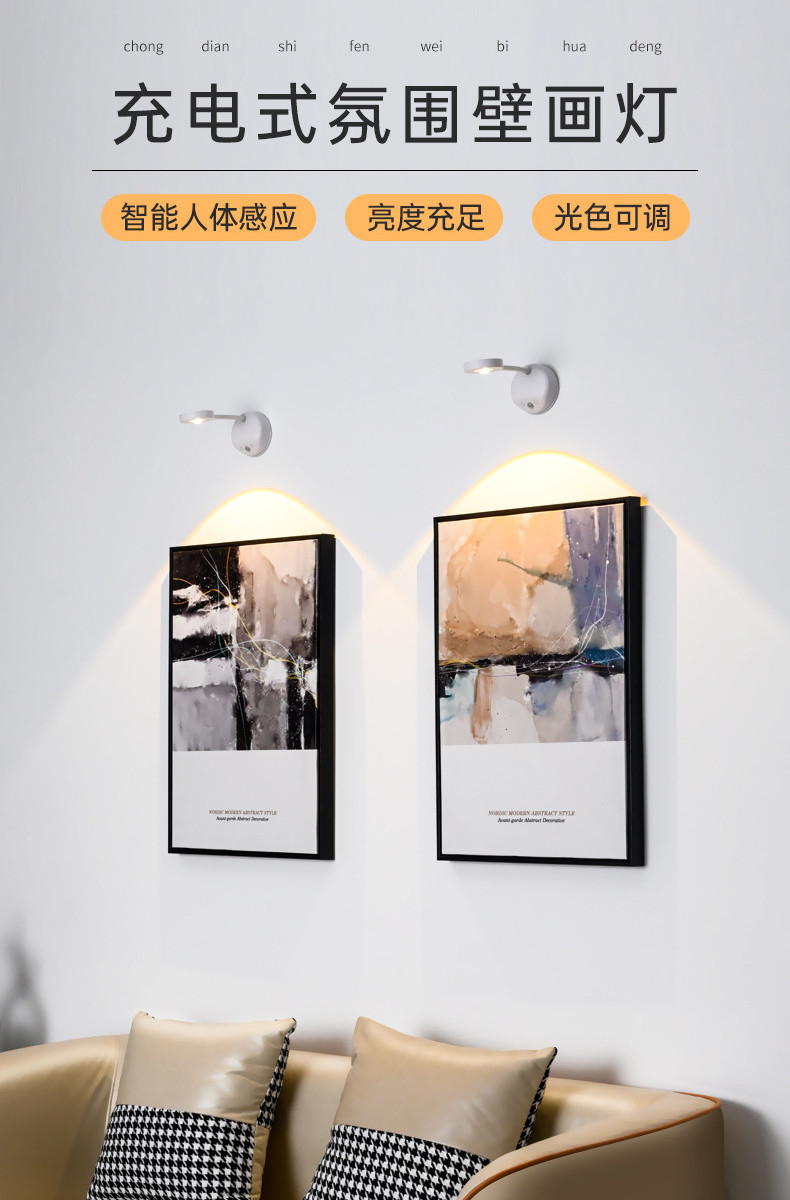 New Style Sensor Light USB Charging Wireless Wall Spotlight Smart led ...