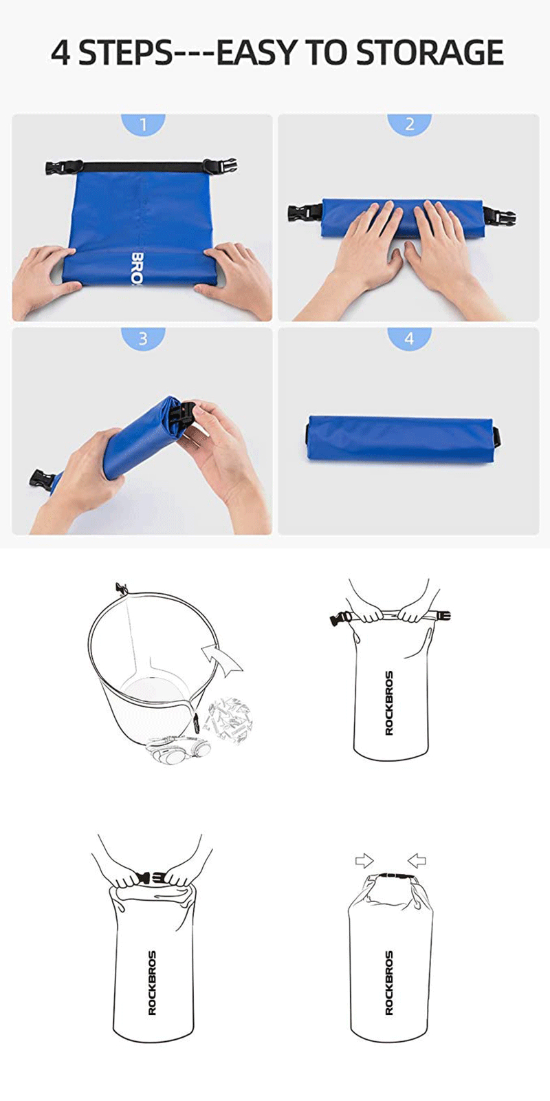 【3-day Delivery】ROCKBROS Outdoor Ocean Pack Waterproof Dry Bucket Bag (2L/5L/10L/20L/30L/40L ...