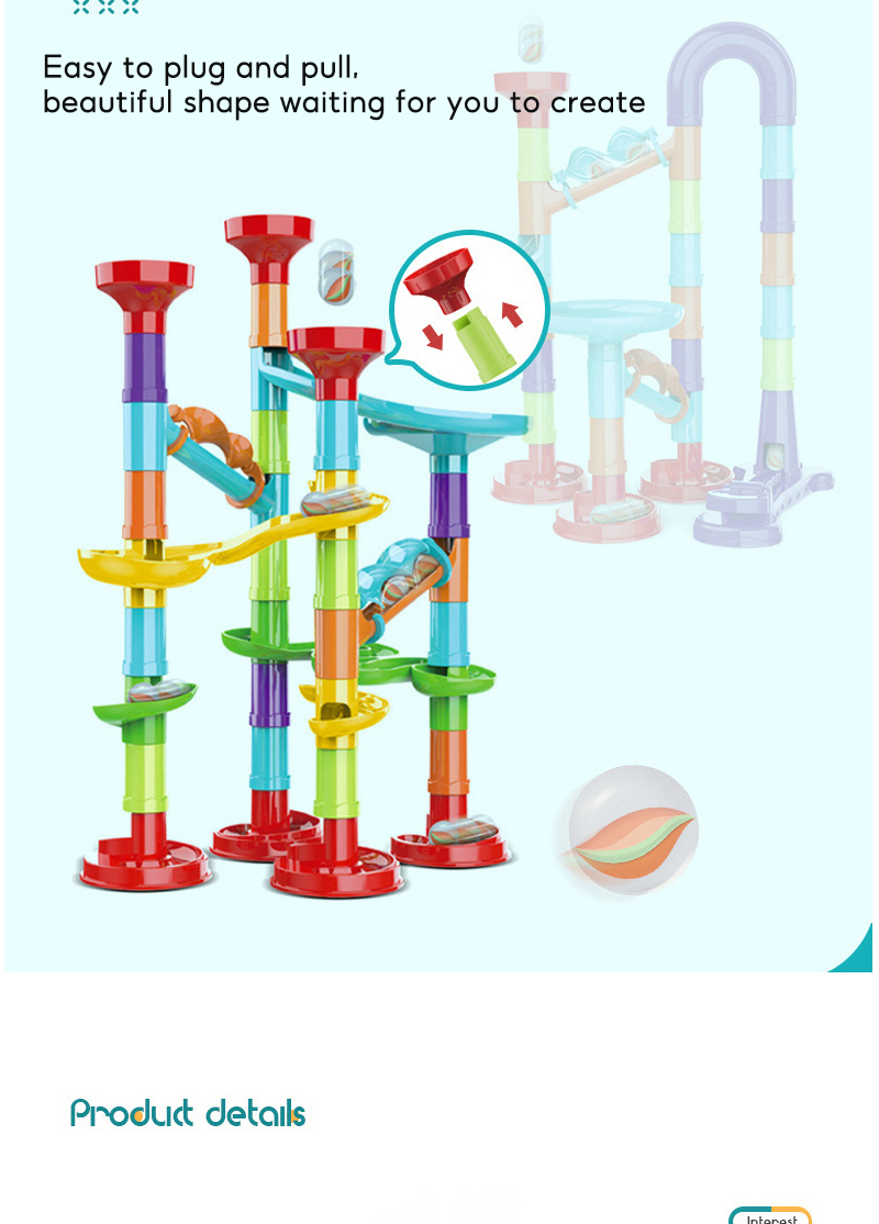 45/50/113/197pcs DIY Construction Marble Race Run Maze Track Building ...