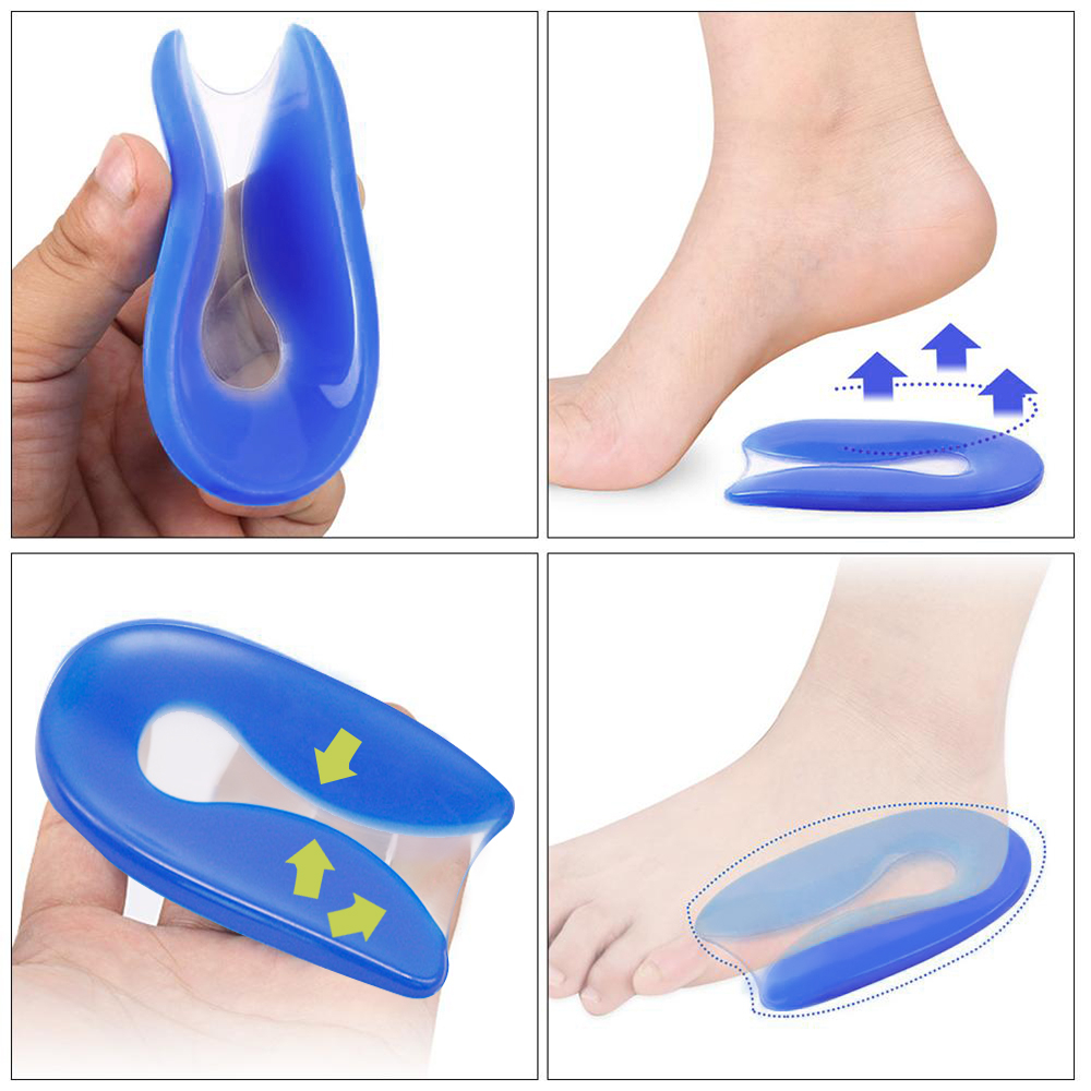 1Pair Foot Pain Relief Pad,Silicone Gel U-Shape Plantar Fasciitis Heel ...