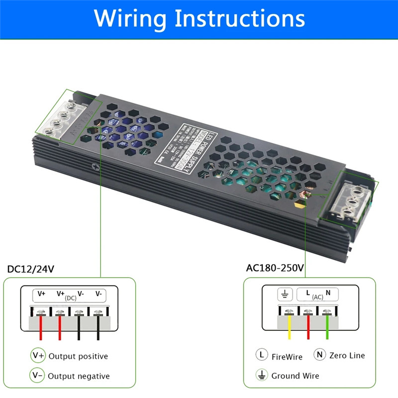 Power Supply AC110V-240V to DC12V 24V Adapter 60W 100W 200W 300W 400W Switching Transformers Led ...