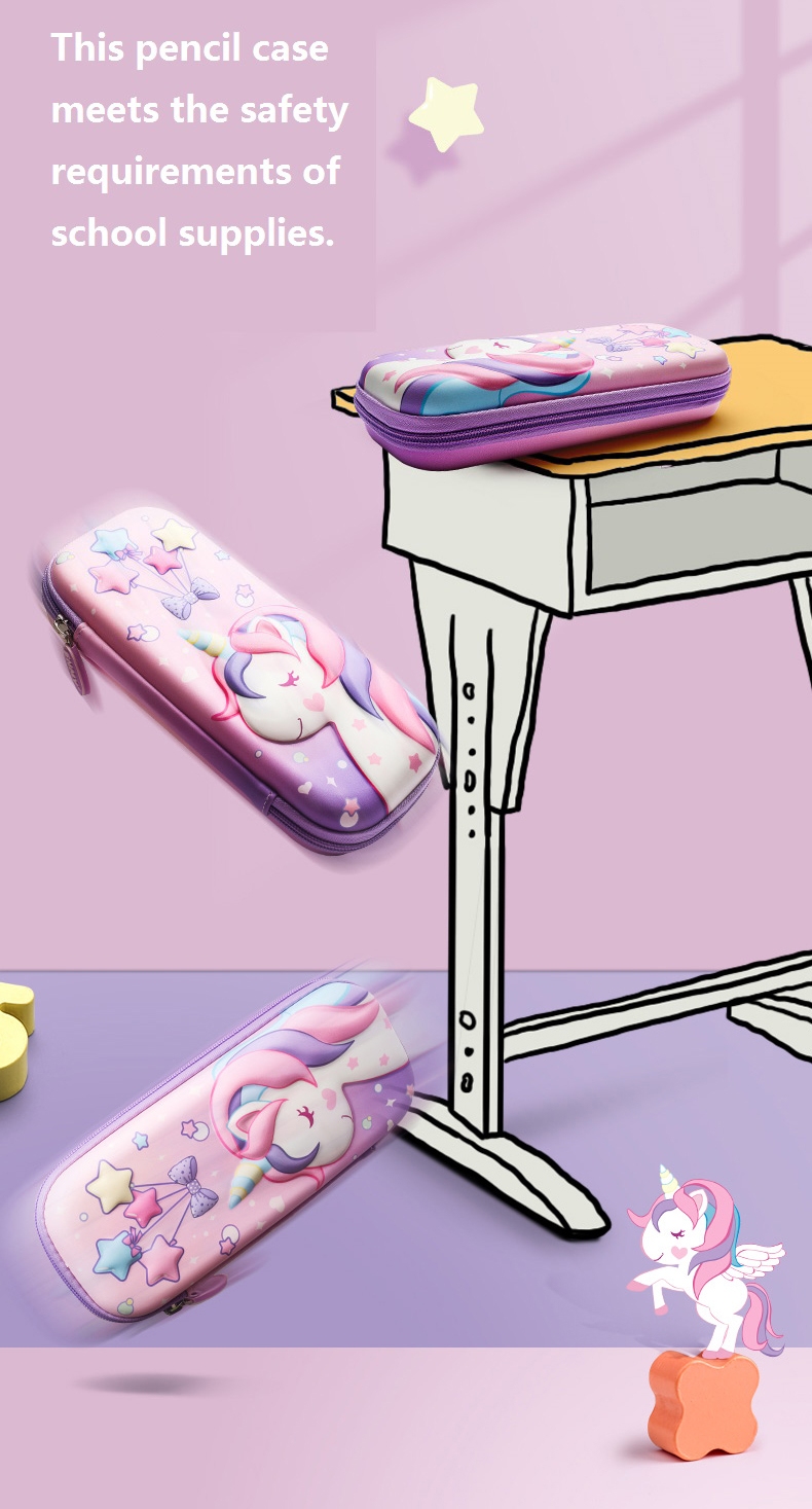Pencil Box 3D Cartoon Unicorn Cute Pencil Case School Stationery Box ...