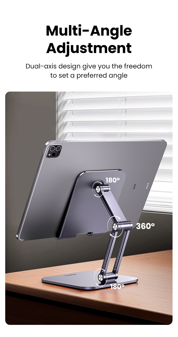 UGREEN Aluminum Foldable Tablet Stand With Multi Angle Adjustment For ...