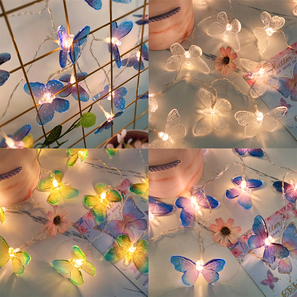 Purple butterfly string light LED battery powered home party decoration ...
