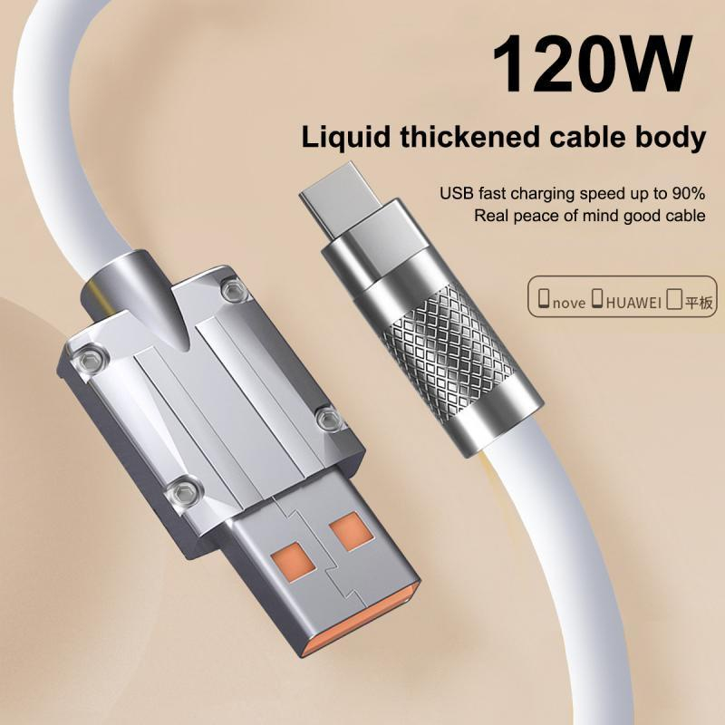 120W Type C Cable 6A Super Fast Charging Cables 1m USB-C Liquid ...