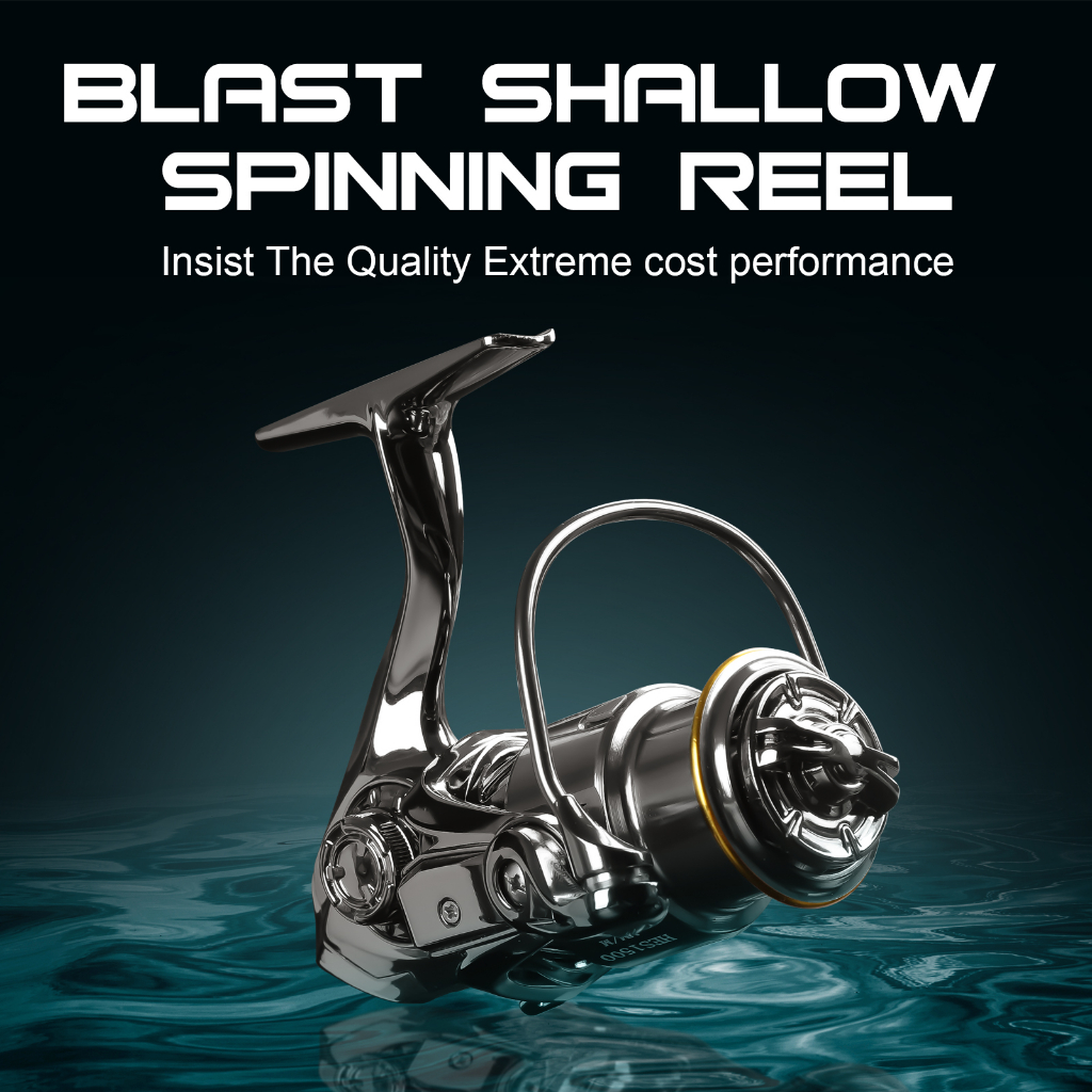Shallow Spool Spinning Reel Max Drag 12kg Assemble Double Handle Ratio ...