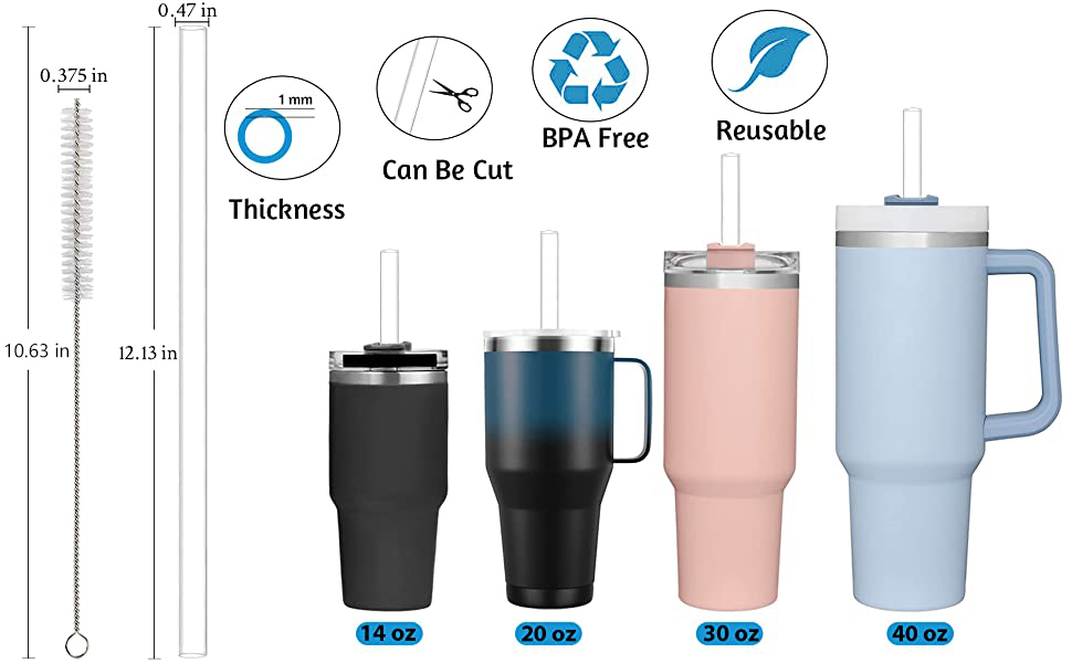 Stanley Straws Replacement, Stanley Cup Straws with Brushes, Reusable Straws Compatible with ...