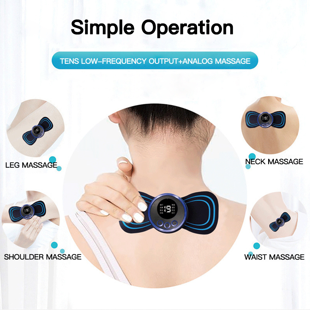 LCD Display EMS Neck Massage Electric Massager Cervical Neck Back Patch ...
