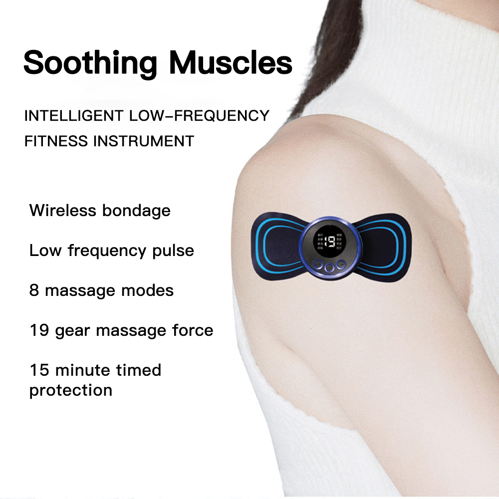 LCD Display EMS Neck Massage Electric Massager Cervical Neck Back Patch ...