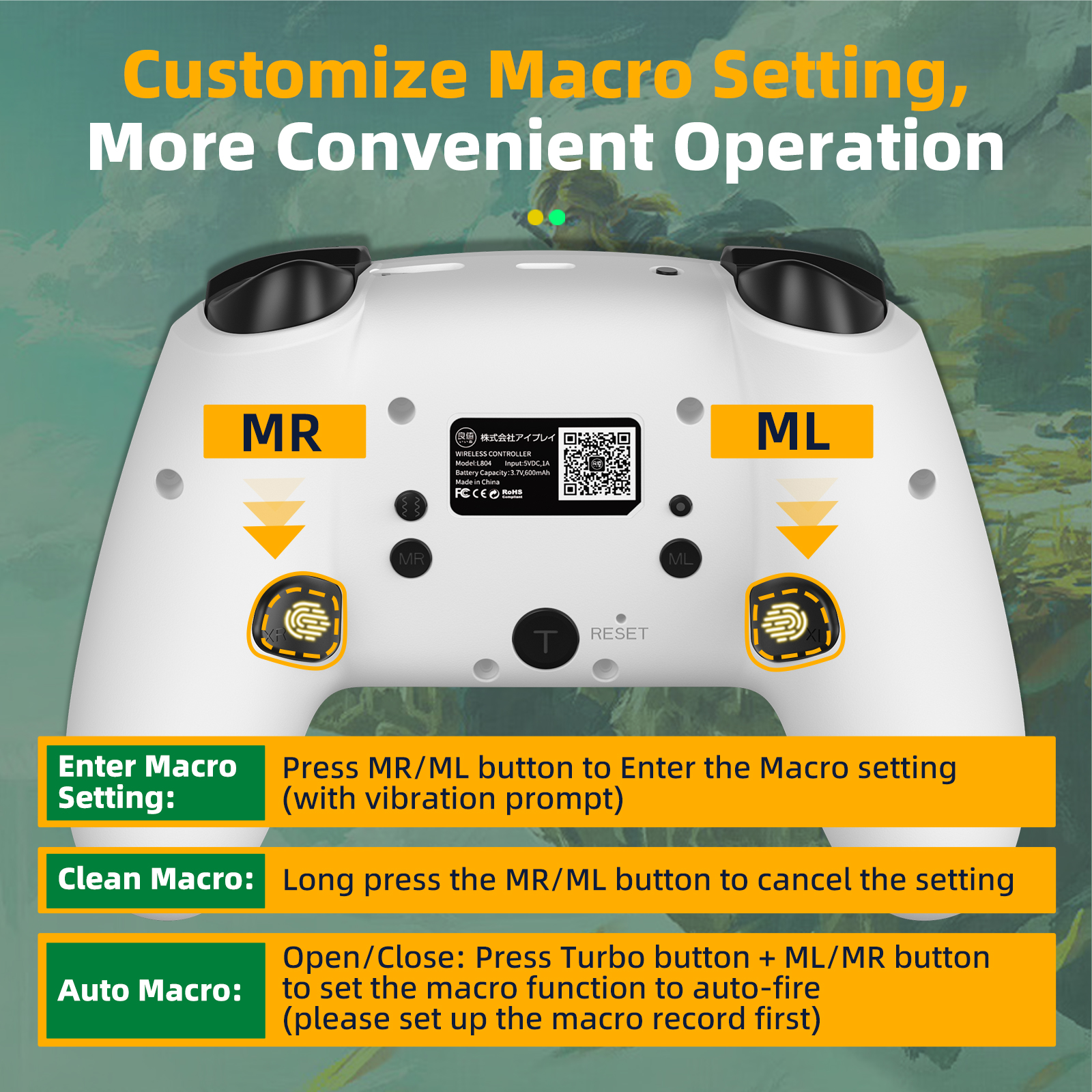 IINE Robot White Wireless Controller Macro Programming Pro Controller ...