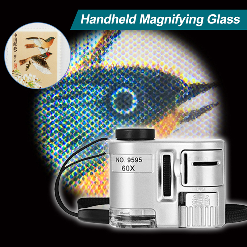 KIPRUN 60X Handheld Magnifying Glass, Mini Pocket Microscope Loupe ...