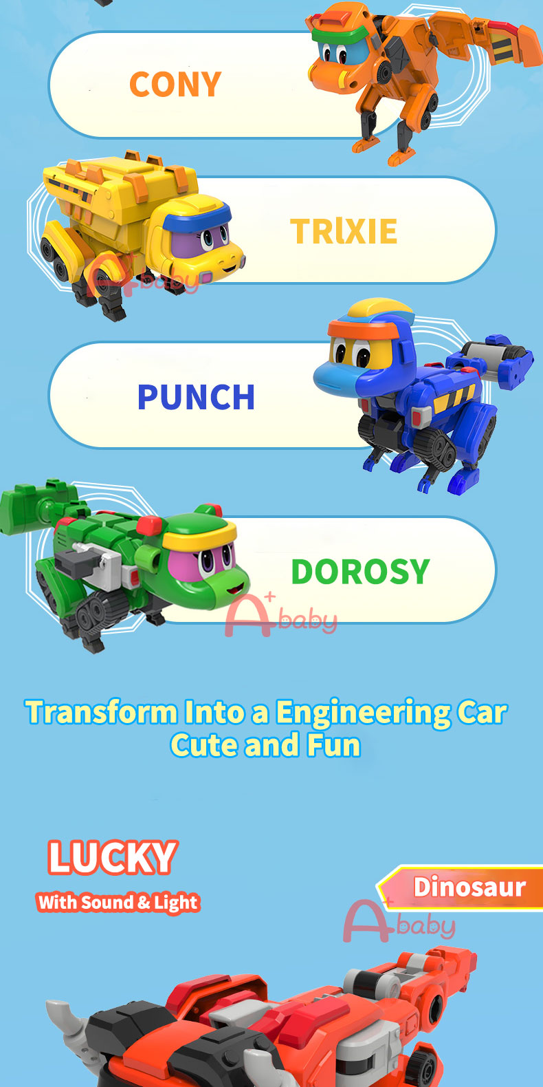[A+baby] Gogo Dino 5 in 1 Transformation Dinosaur Engineering Car Toys ...