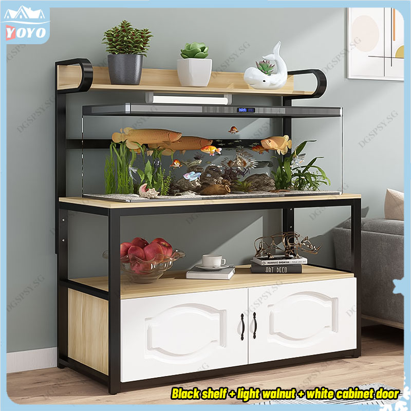 Fish Tank Shelf Living Room Steel Wood Aquarium Base Cabinet Metal ...