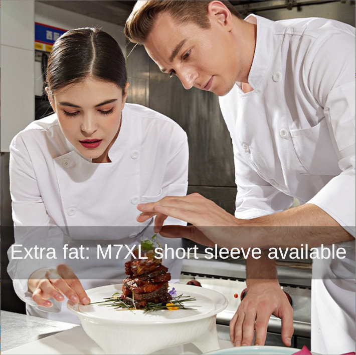 Ready Stock M-7XL enlarged and widened chef uniform chef uniform long ...