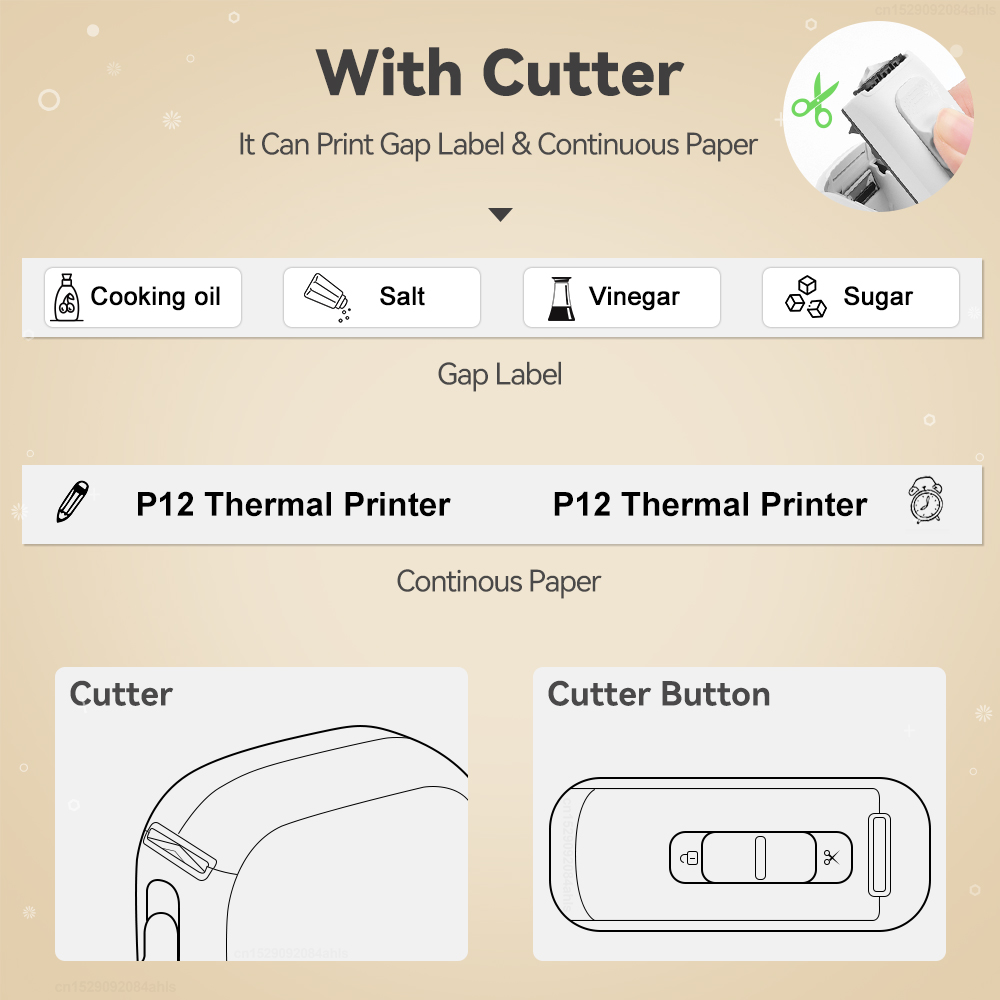 Marklife Inkless Thermal Printer P12 Portable Label Printer Bluetooth ...
