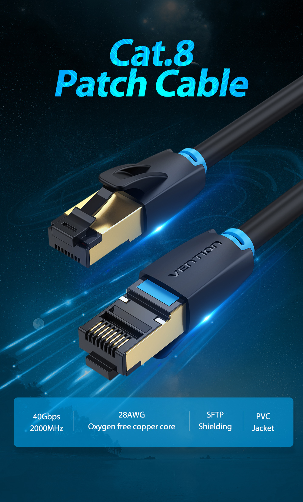 Vention Cat 8 Ethernet Cable 40Gbps RJ45 Cable High Speed CAT8 SFTP Lan ...