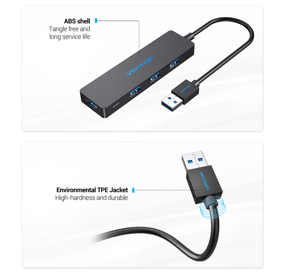 Vention USB 3.0 A Hub 4 Port High Speed USB Splitter Portable USB HUB ...