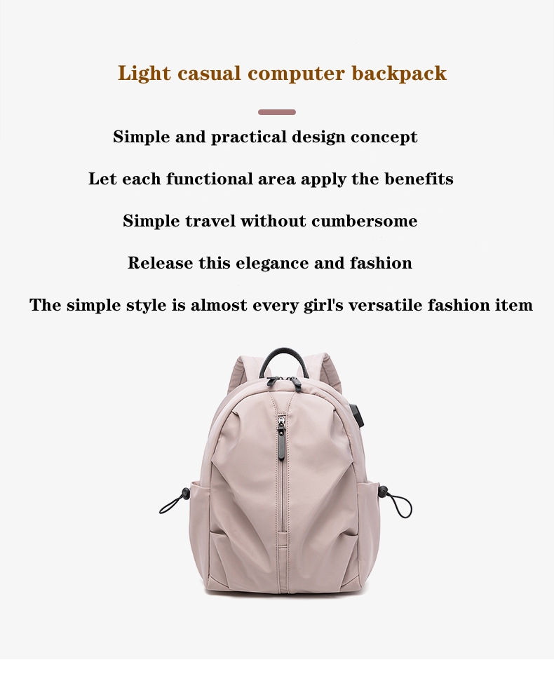 FULL DESIGN Ladies 14 Inch Laptop Backpack Waterproof Nylon Travel ...