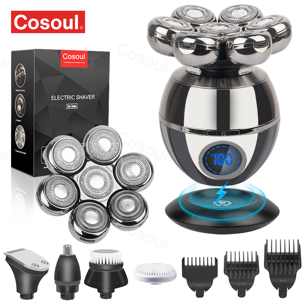 Cosoul Shaver for Men Razor Shaver 7 Heads Electric Shaver Bald Head ...