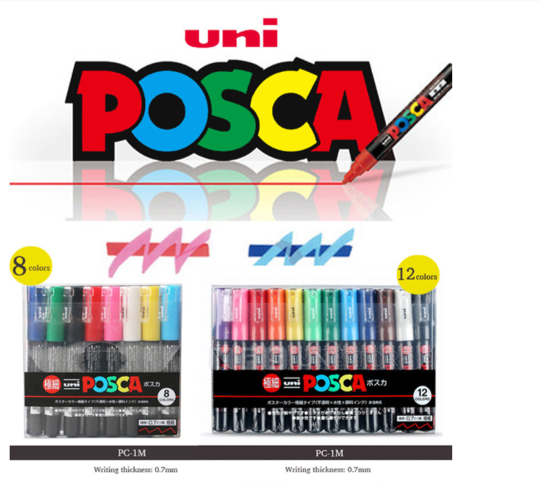 1 Set of UNI POSCA Marker Pen Set PC-1M PC-3M PC-5M PC-8k PC-17k POP ...
