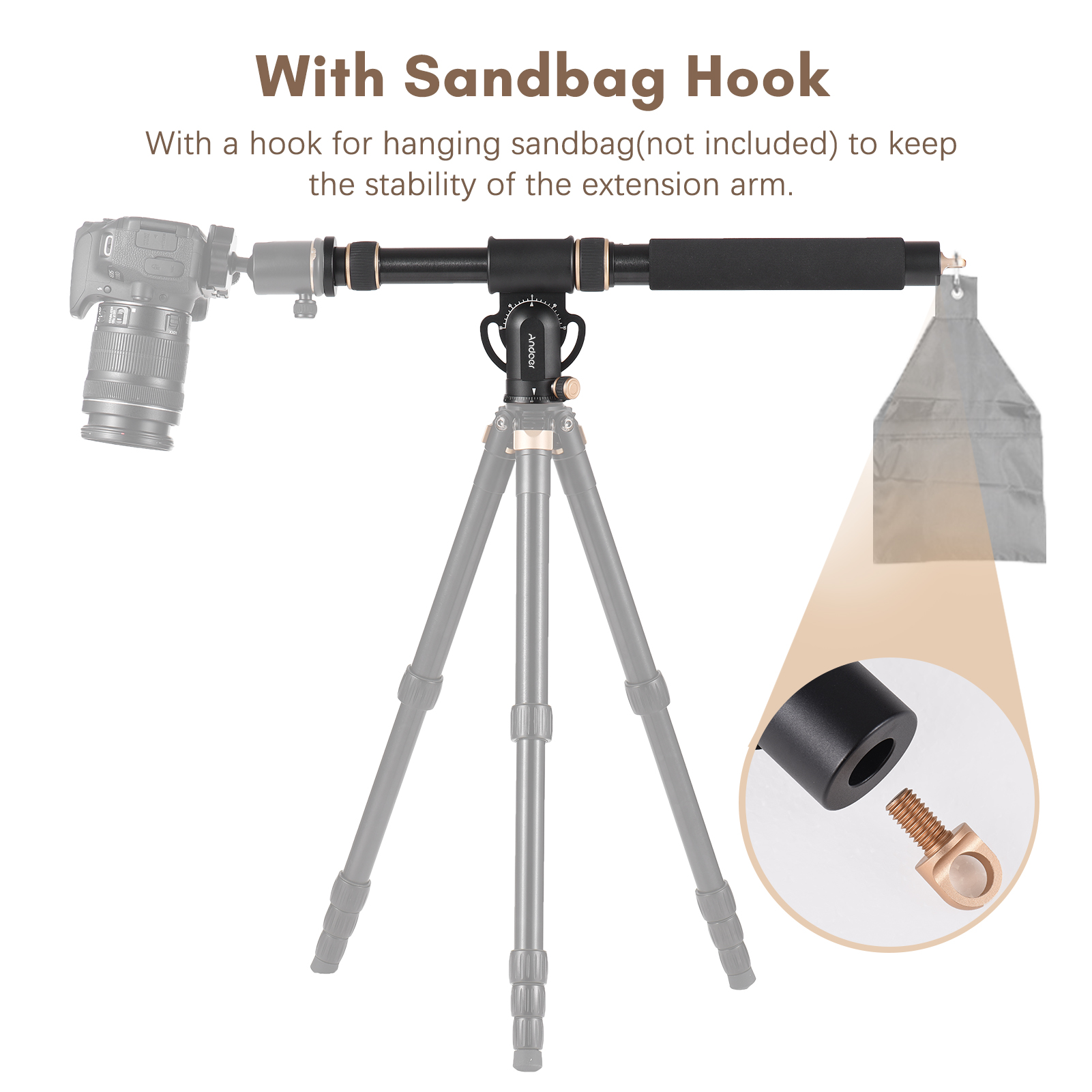 Andoer Universal Tripod Extension Arm Aluminum Alloy Detachable ...