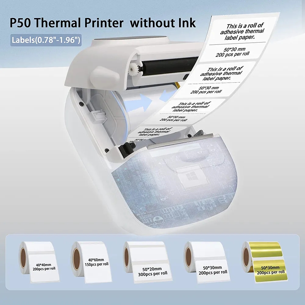 Marklife P50 Thermal Label Printer HD Mini Portable Bluetooth Wireless Sticker Label Maker ...