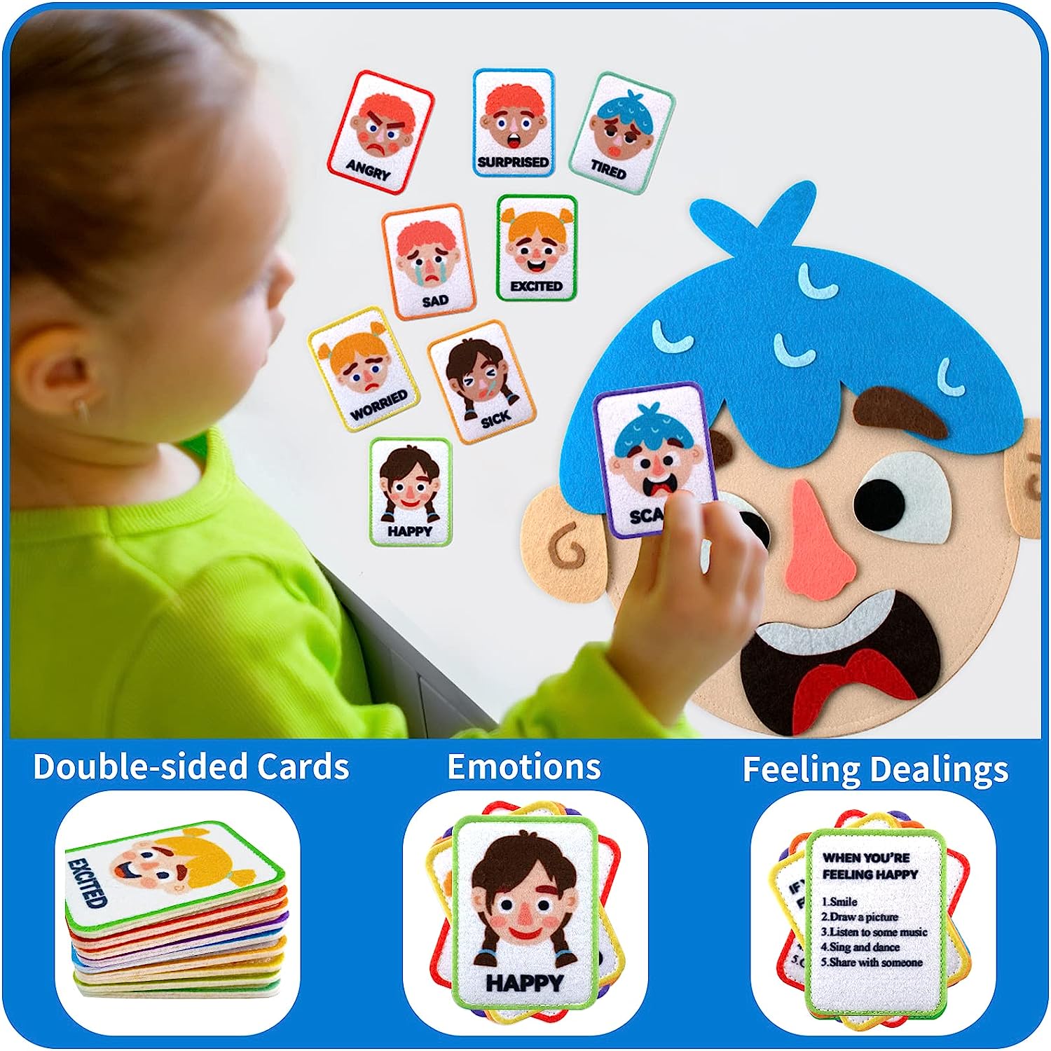 Kids Social Emotional Learning Busy Board with Emotion Cards for Faces ...