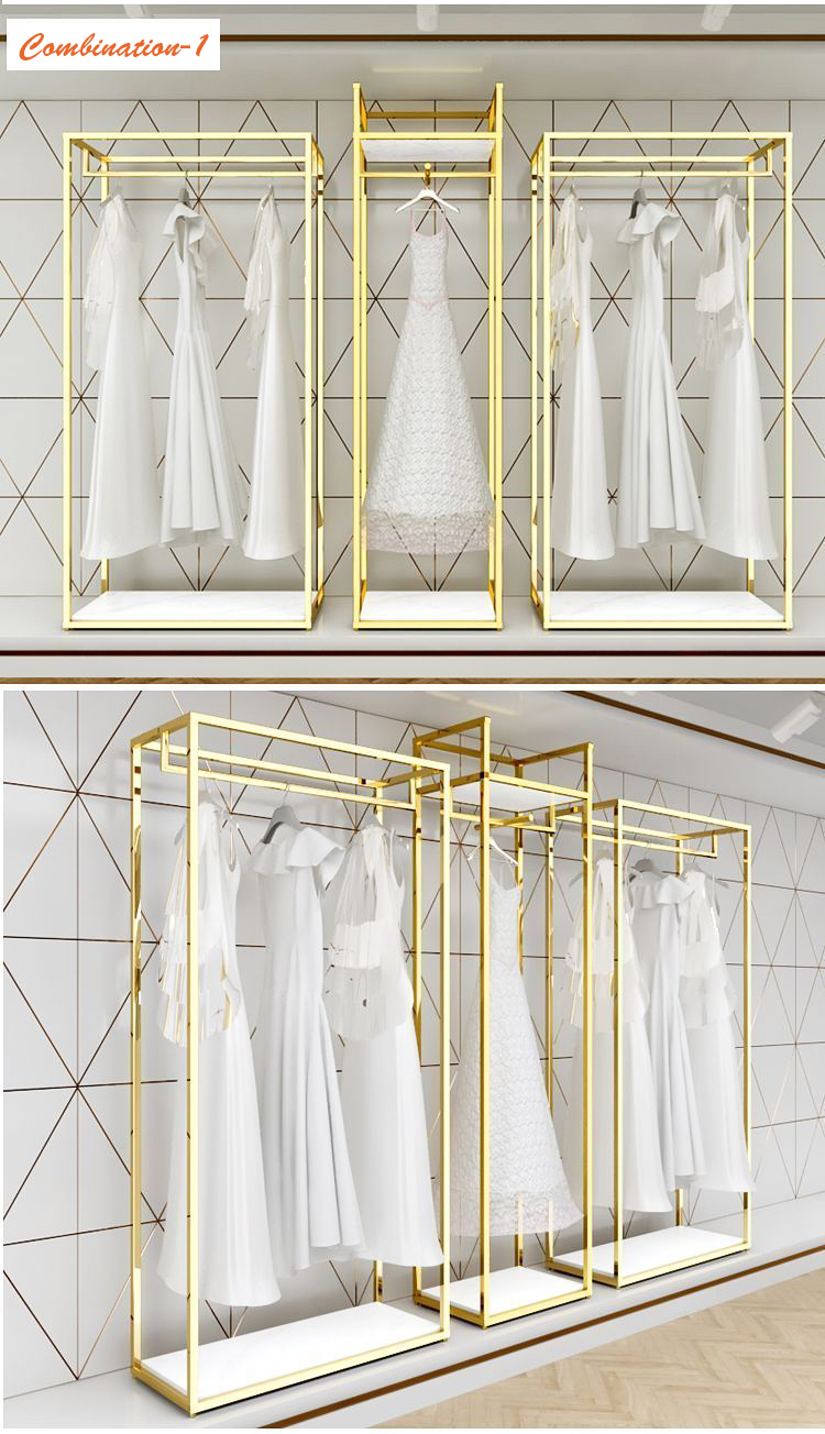 Nano Gold Wedding dress display rack Clothing shop display rack dress ...