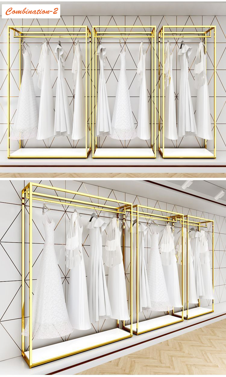 Nano Gold Wedding dress display rack Clothing shop display rack dress ...