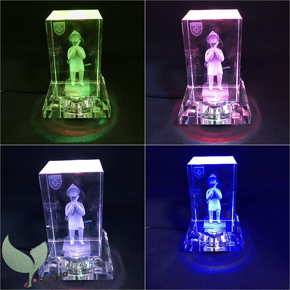Crystal LED Light Base,4 Colors LED Display Plate with Button Battery ...