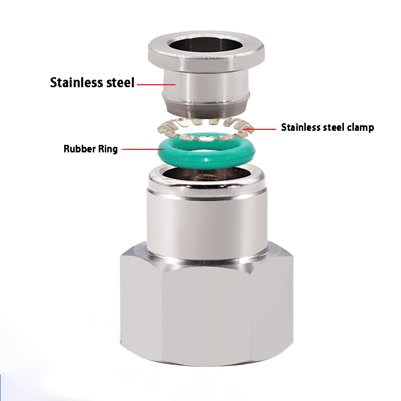 304 Stainless Steel PCF Pneumatic Female Connector 4mm 6mm 8mm 10mm ...