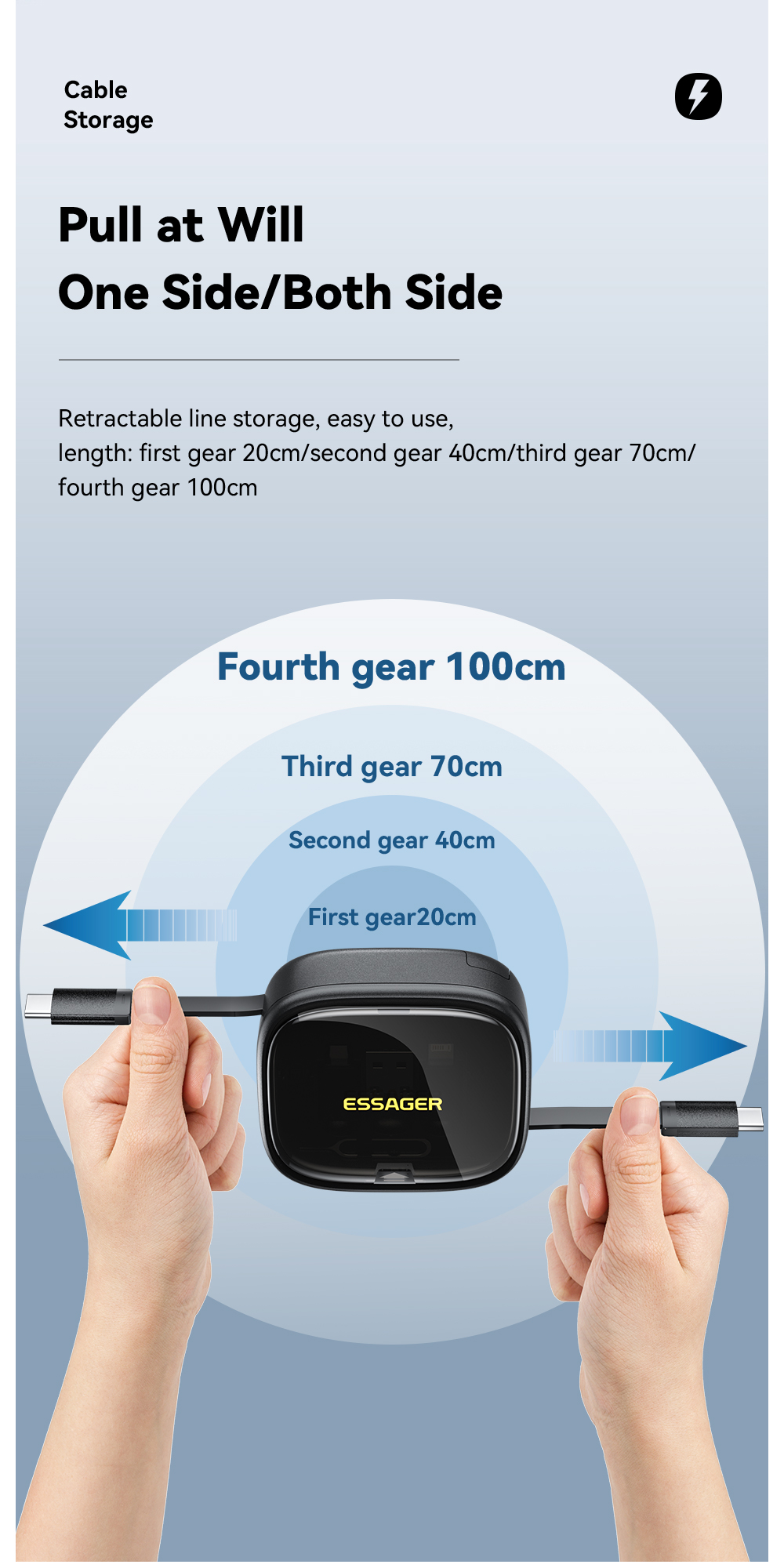 Essager 60w 6 in 1 Multifunctional Retractable Cord Storage Box USB ...