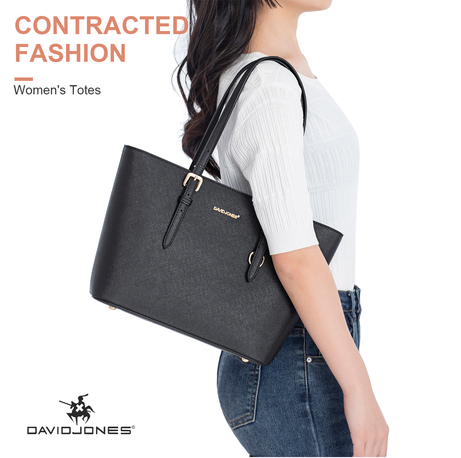 DavidJones Women's Medium PU Leather Tote Bag | Shopee Singapore