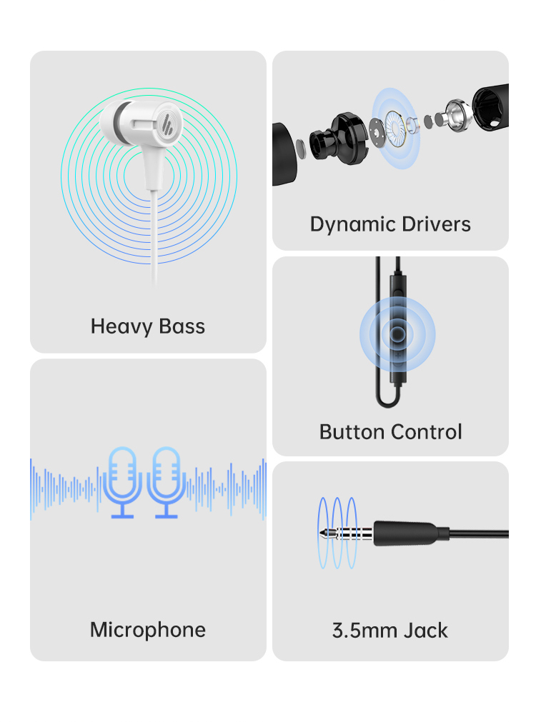 EDIFIER P205 in-ear Earphone with Microphone and Remote 8mm Dynamic ...