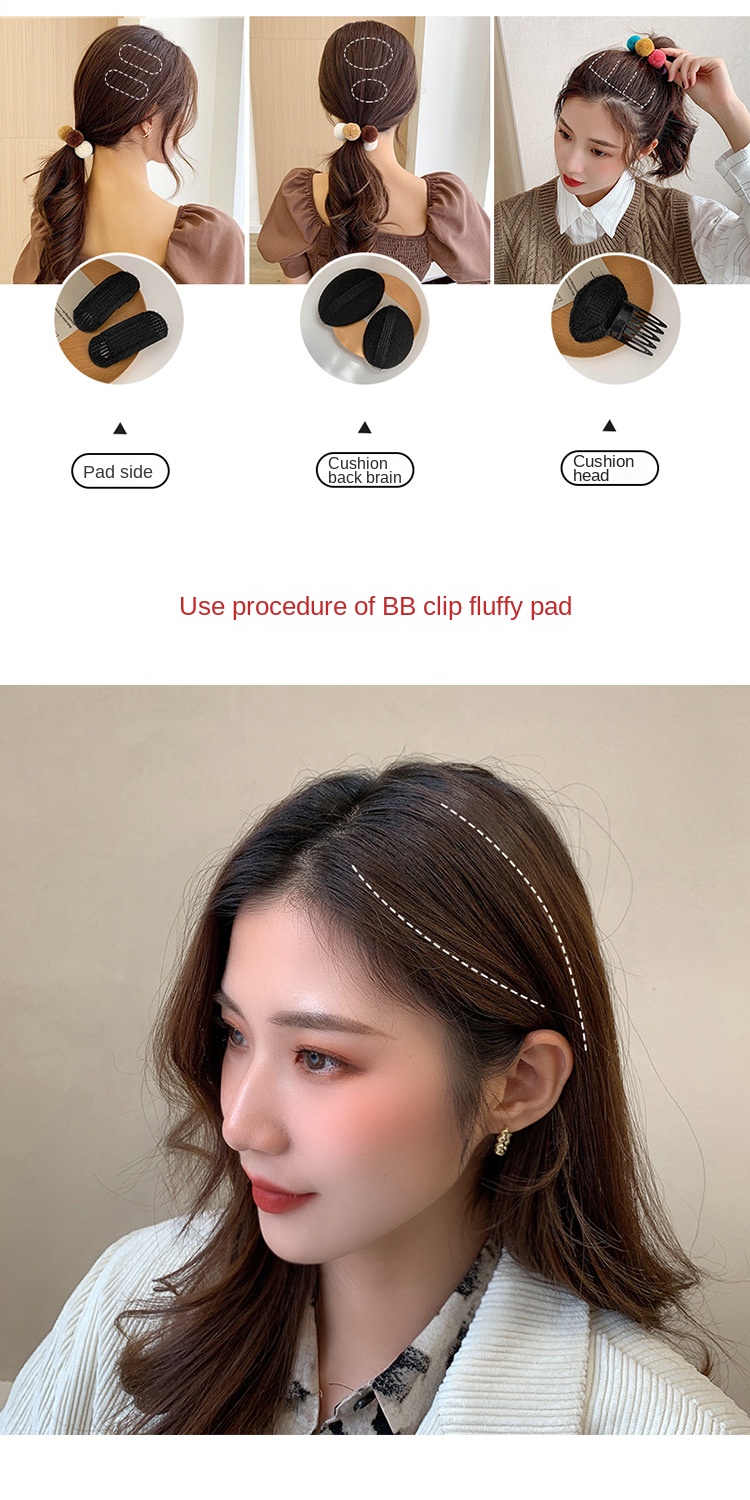 Puff Hair Head Cushion Invisible Fluffy Hair Pad Sponge Clip Bun Bump ...