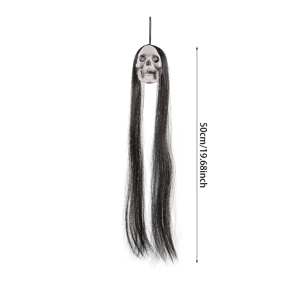 Halloween Hanging Ghost Skull Long Hair Glowing Eyes Horror Skull Ghost ...