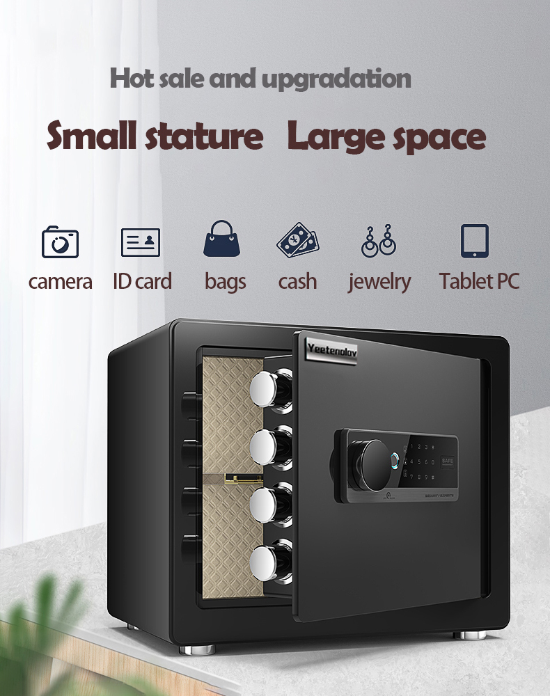 YEETENOLOV Fingerprint +Password +Key safe Box Cash Box Anti-Theft Safe ...