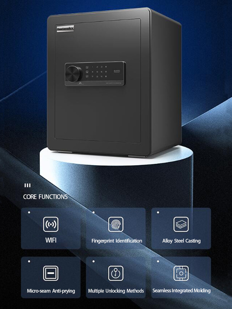 YEETENOLOV Fingerprint +Password +Key safe Box Cash Box Anti-Theft Safe ...