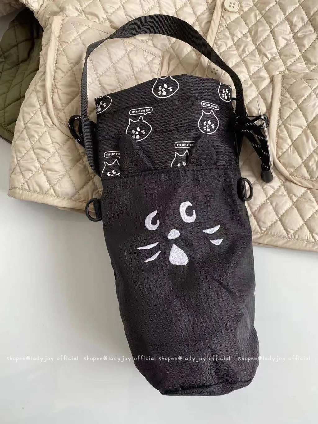 Japanese Nenet Surprised Cat Water Cup Bag Messenger Bag Water Bottle ...