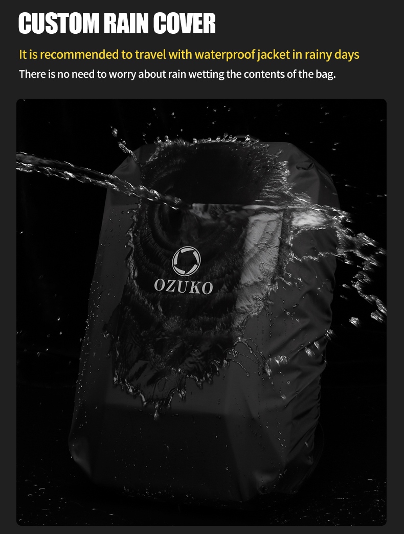 OZUKO Men Large Capacity Backpack With LED Anti-theft Laptop Bag USB ...