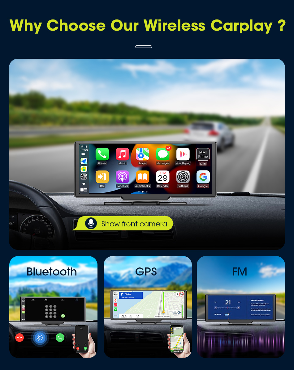 Jansite 10.26 inch In Car DVR Dash Cam 4K Carplay Android Auto Touch Screen Instrument Panel GPS ...