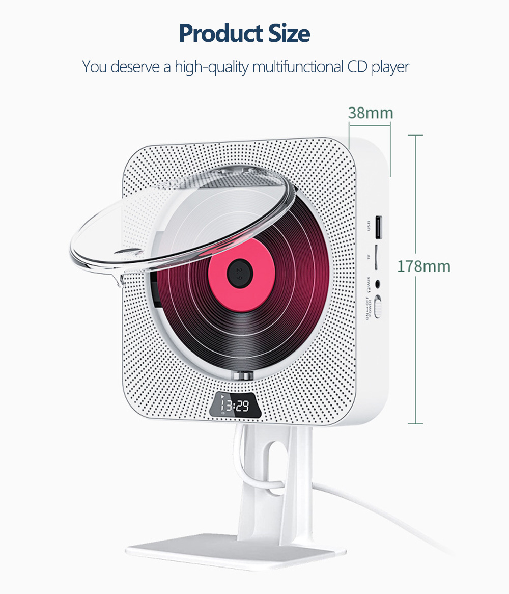 Wall Mounted CD Player Surround Sound FM Radio Bluetooth USB MP3 Disk ...