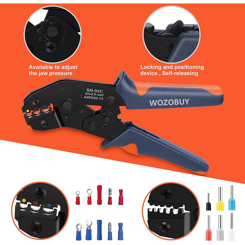 WOZOBUY Crimping Pliers Set Wire Crimper Crimping Tools Ratcheting SN ...