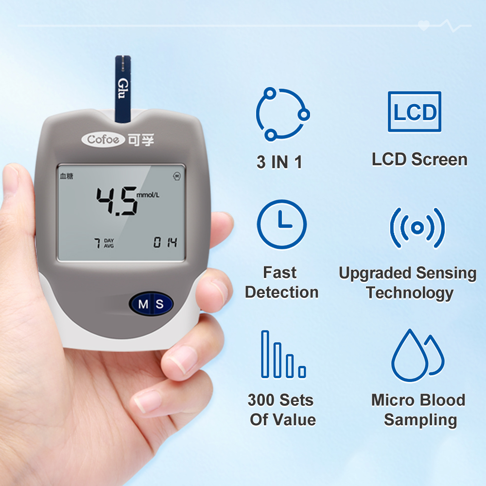Cofoe 3-in-1 Multifunctional Cholesterol Uric Acid Blood Glucose Meter ...