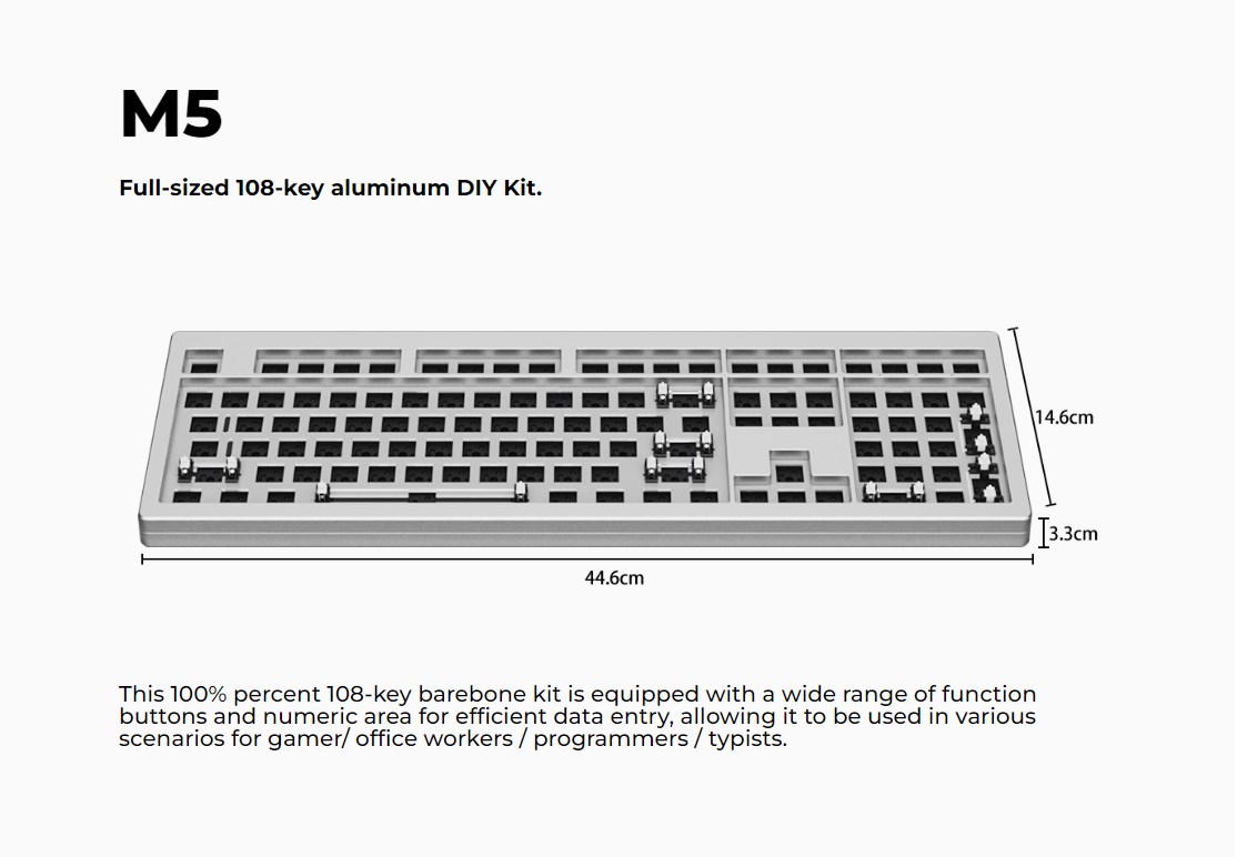 MonsGeek M5 RGB Hot-swappable Wired Mechanical Keyboard DIY Kit with ...