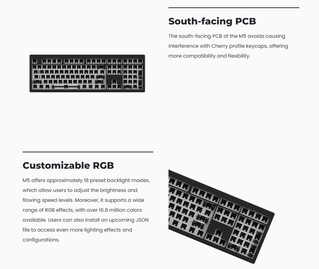 MonsGeek M5 RGB Hot-swappable Wired Mechanical Keyboard DIY Kit with ...