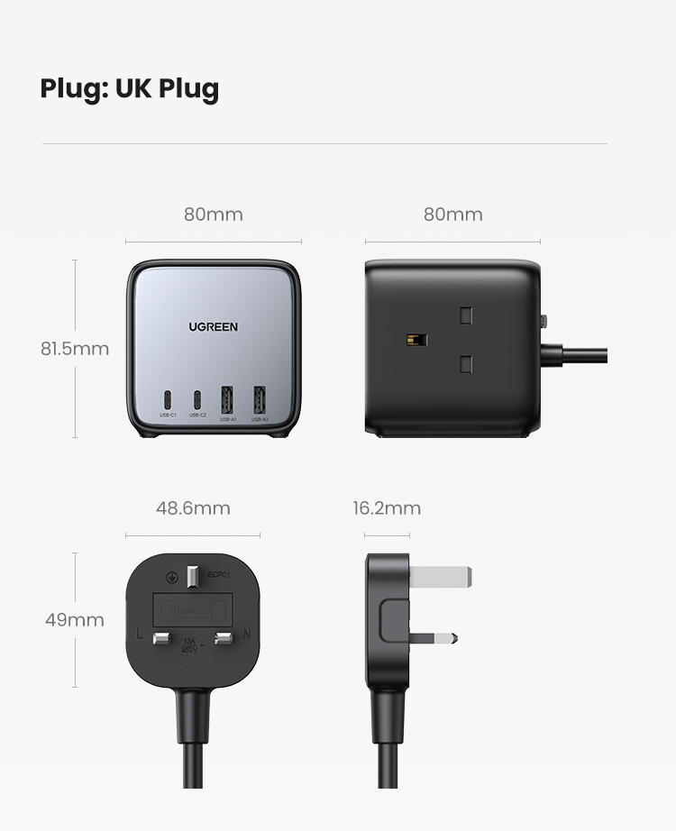 UGREEN 65W 7-in-1 GaN AC USB C USB A Charging Station Multifunctional ...