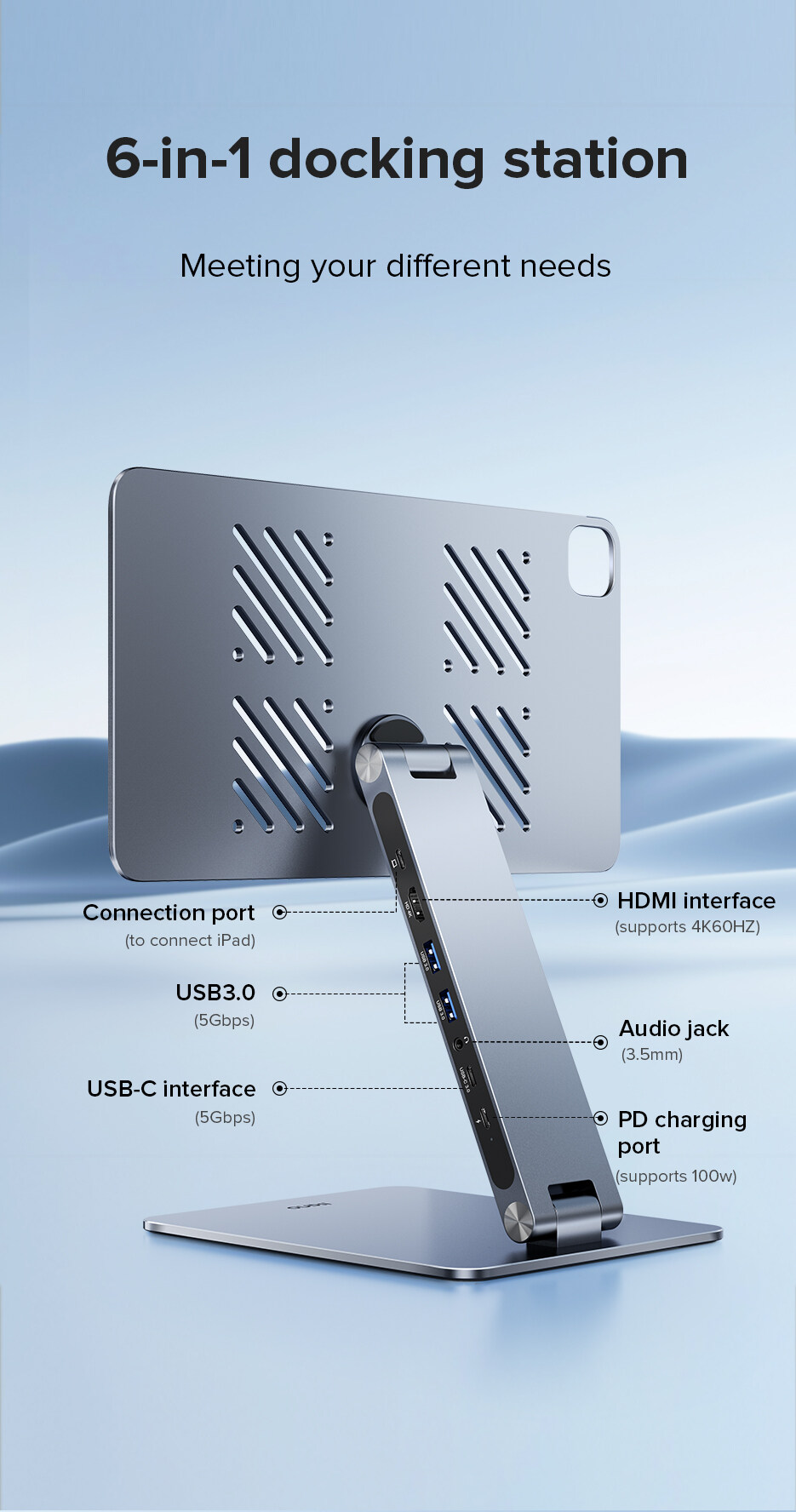 llano P16 Magnet Stand Adjustable Tablet Holder with USB/HDMI Interface ...